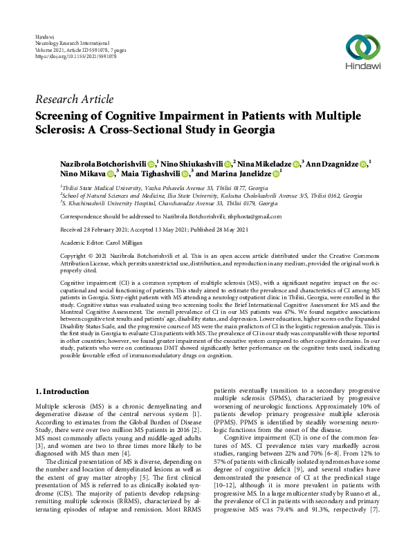 (PDF) Validation of cognitive screening questionnaire for neurological disorders (CSQND) for ...