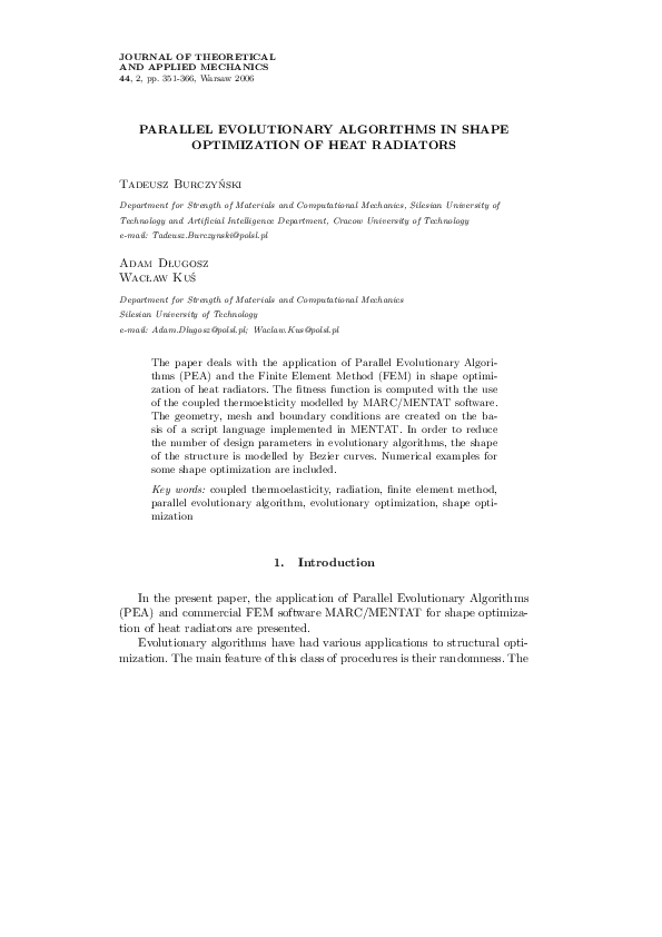 (PDF) Parallel evolutionary algorithms in shape optimization of heat exchangers under ...