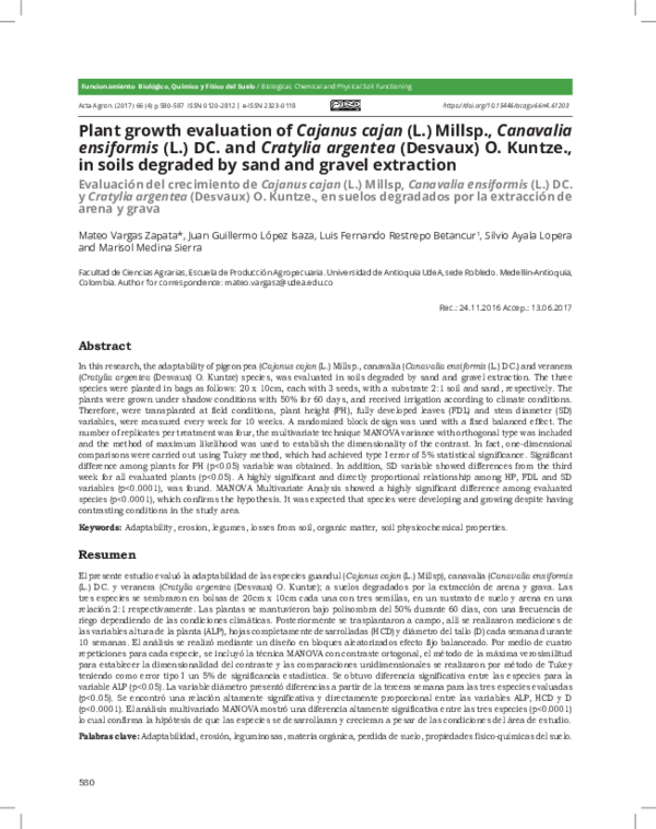 (PDF) Plant growth evaluation of Cajanus cajan (L.) Millsp., Canavalia ...