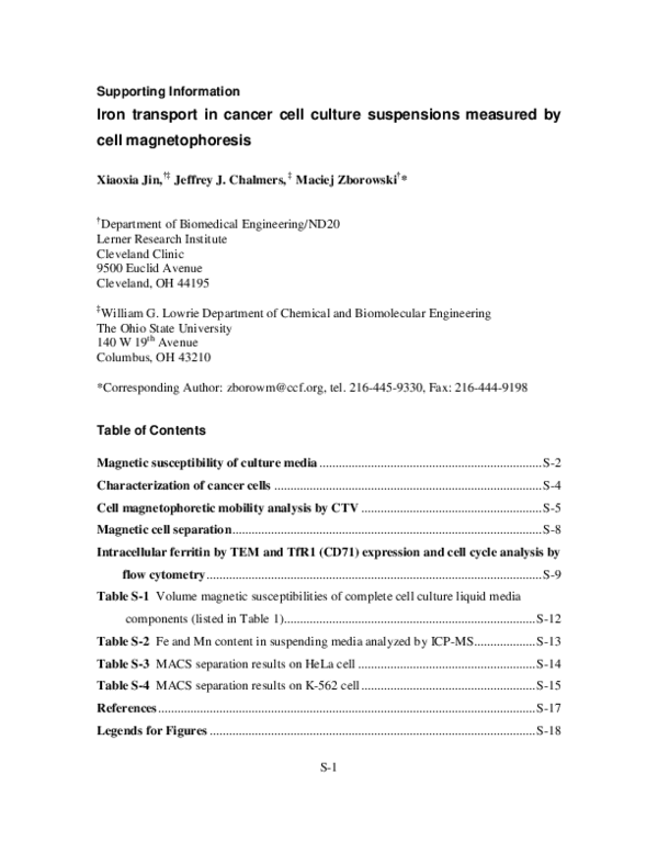 (PDF) Iron Transport in Cancer Cell Culture Suspensions Measured by ...