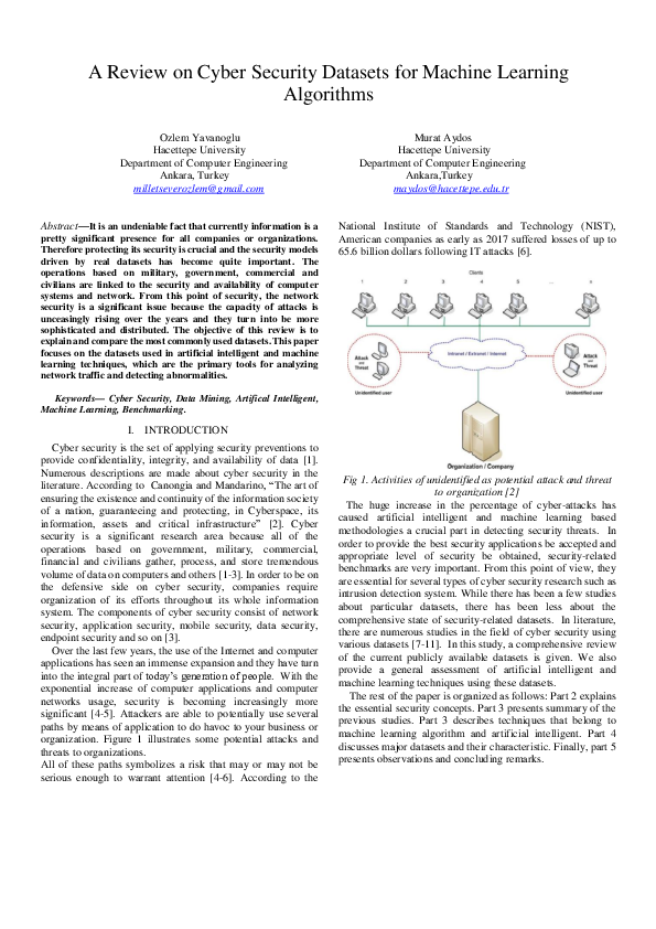 (PDF) A review on cyber security datasets for machine learning algorithms