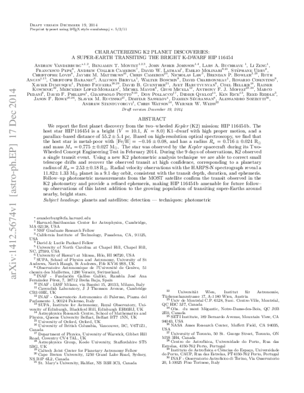 (PDF) Characterizing K2 Planet Discoveries: A Super-Earth Transiting ...