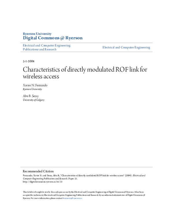 (PDF) Characteristics of directly modulated ROF link for wireless access