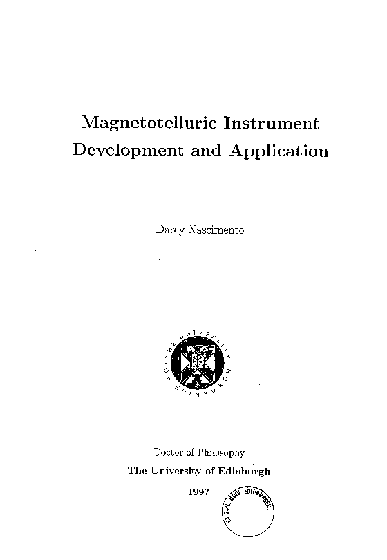 (PDF) Magnetotelluric instrument development and application | Darcy ...