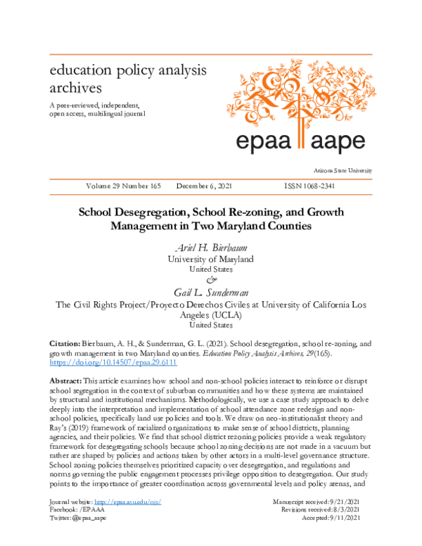 (PDF) School desegregation, school re-zoning, and growth management in ...