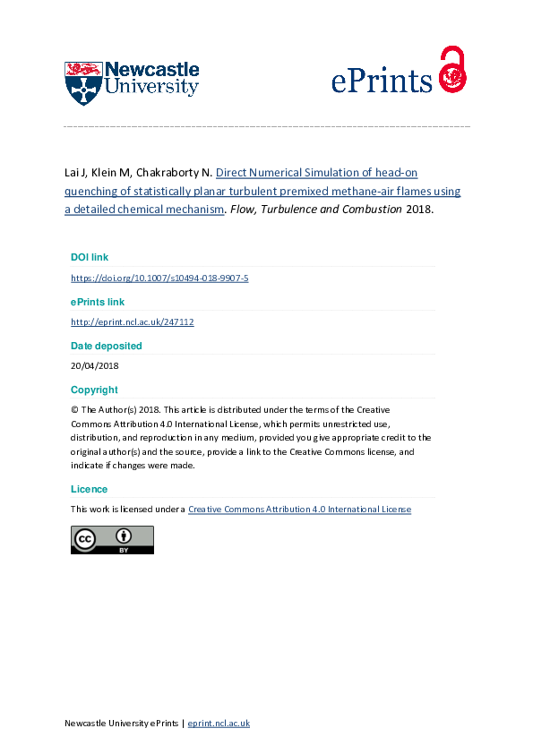 Pdf Lai J Klein M Chakraborty N Direct Numerical Simulation Of