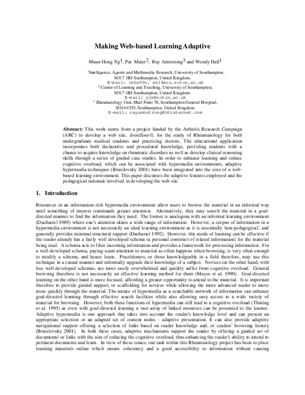 (PDF) Making Web-based Learning Adaptive