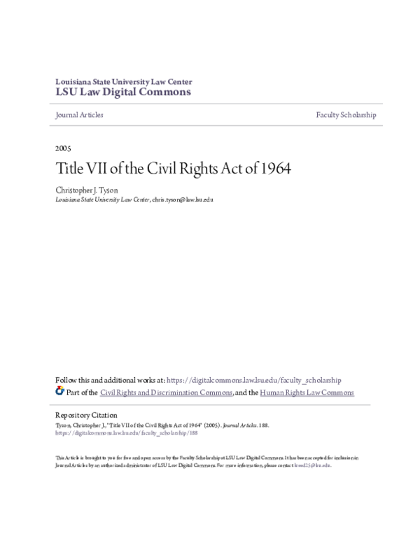 (PDF) Title VII of the Civil Rights Act of 1964 and Minority Group ...