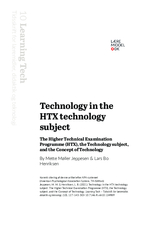 (PDF) Technology in the technology subject