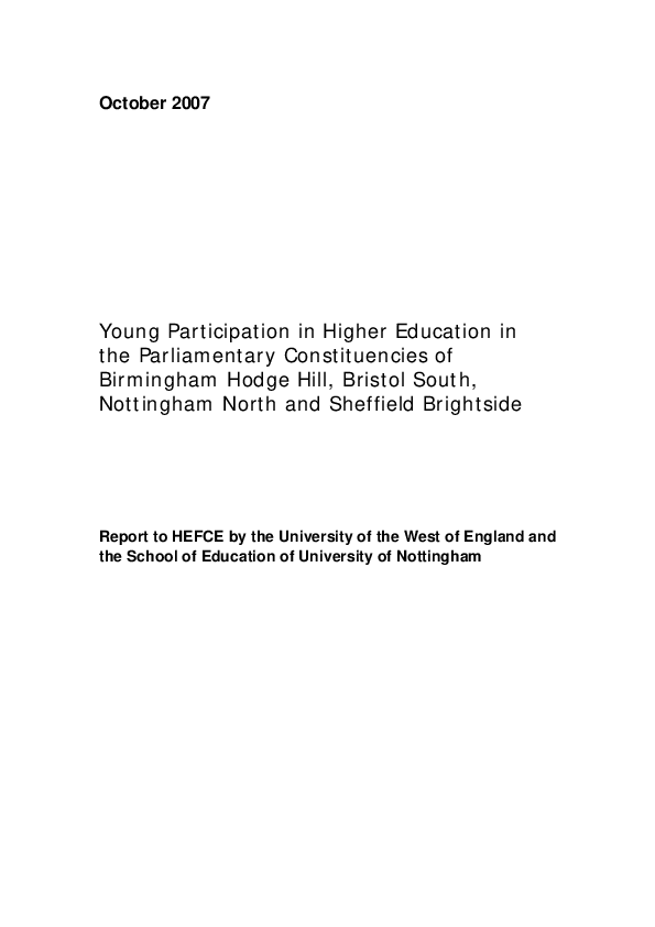 (PDF) Young participation in higher education in the parliamentary ...
