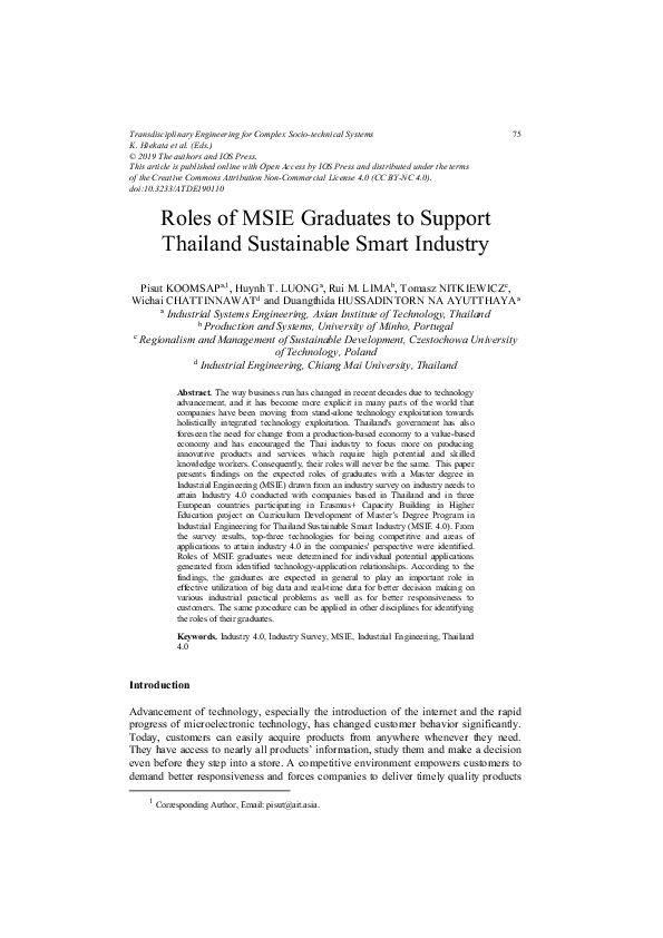 (PDF) Roles of MSIE Graduates to Support Thailand Sustainable Smart ...