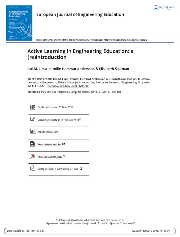 (PDF) Active Learning in Engineering Education: a (re)introduction