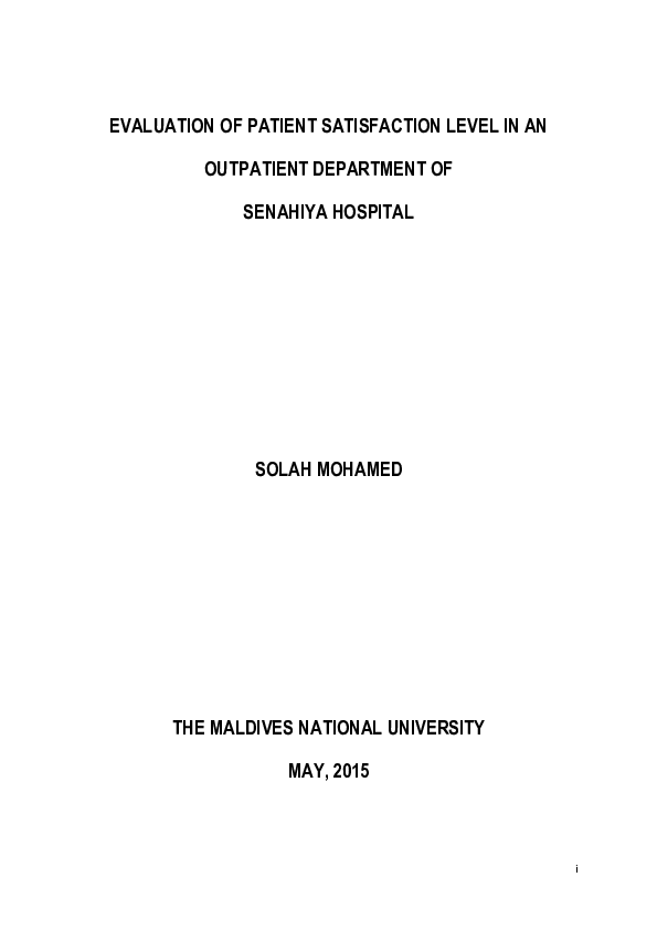 (PDF) Evaluation of patient satisfaction level in an outpatient ...