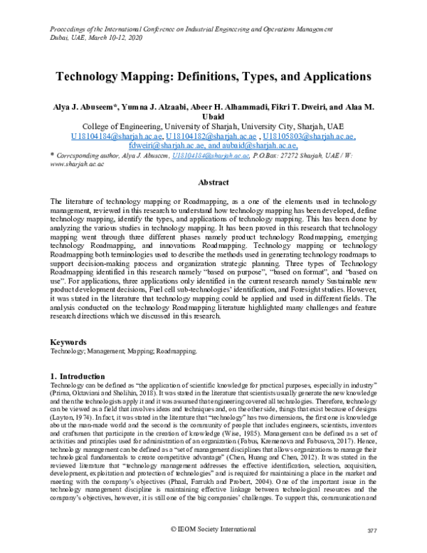 (PDF) Technology Mapping: Definitions, Types, and Applications