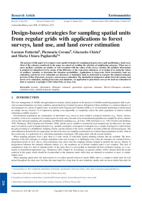 Pdf Design Based Strategies For Sampling Spatial Units From Regular Grids With Applications To