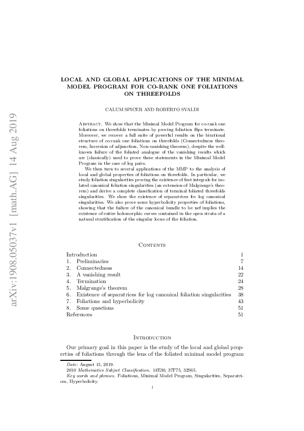 (PDF) Local and global applications of the Minimal Model Program for co ...