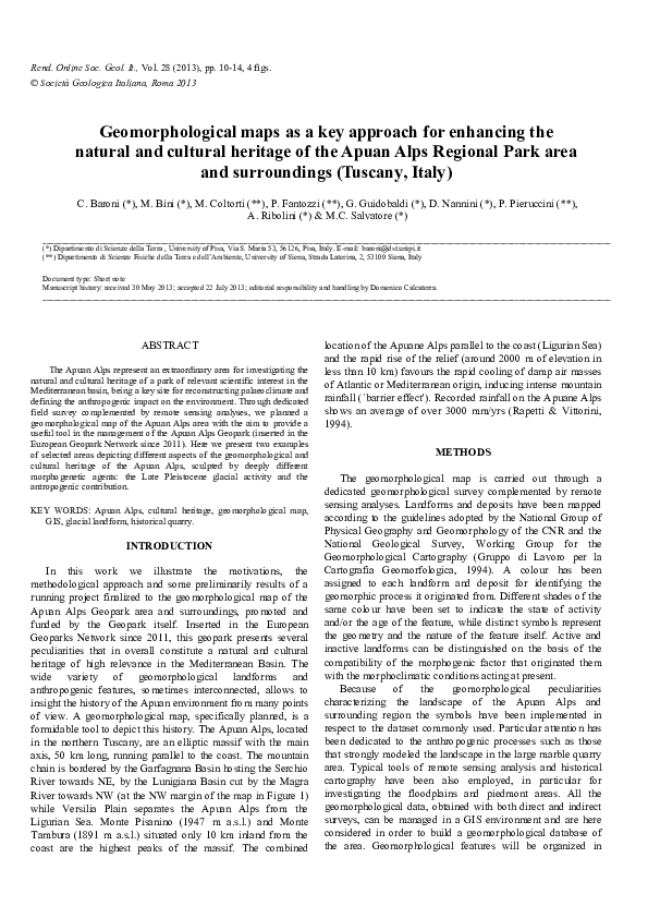 (PDF) Geomorphological maps as a key approach for enhancing the natural ...