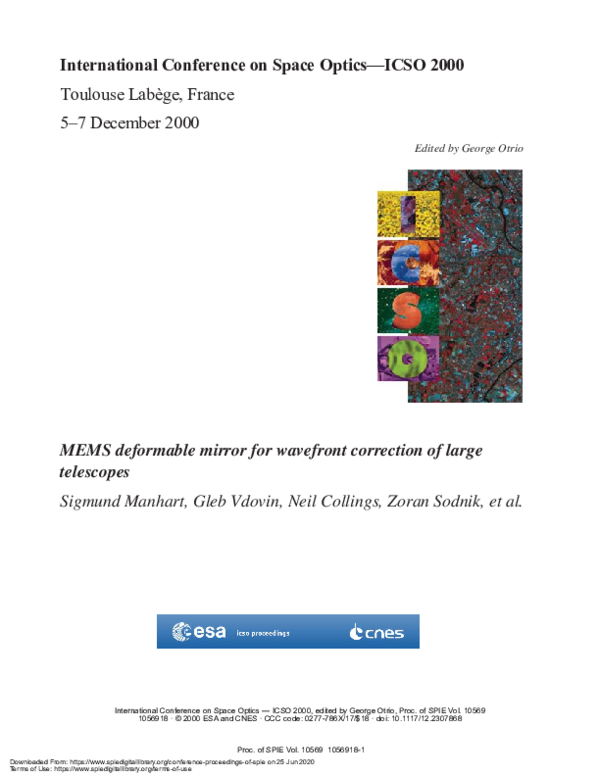(PDF) MEMS deformable mirror for wavefront correction of large telescopes