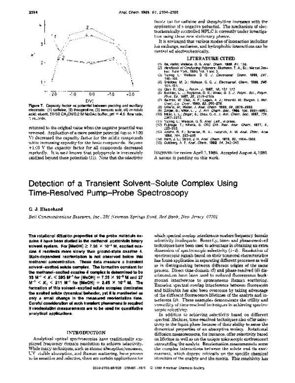 (PDF) Detection of a transient solvent-solute complex using time ...
