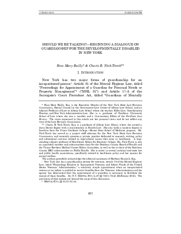 (PDF) Should We Be Talking? - Beginning a Dialogue on Guardianship for ...