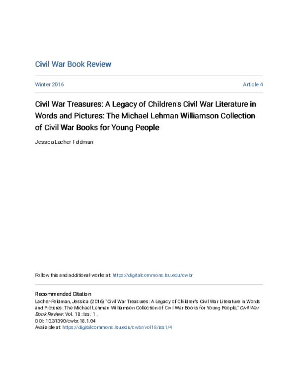 (PDF) Civil War Treasures: A Legacy of Children's Civil War Literature ...