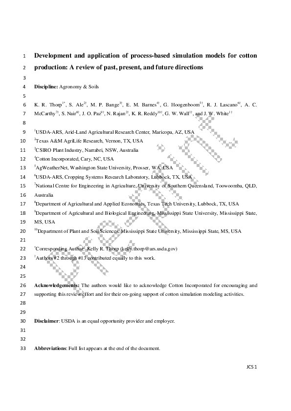 (PDF) Development and application of process-based simulation models ...