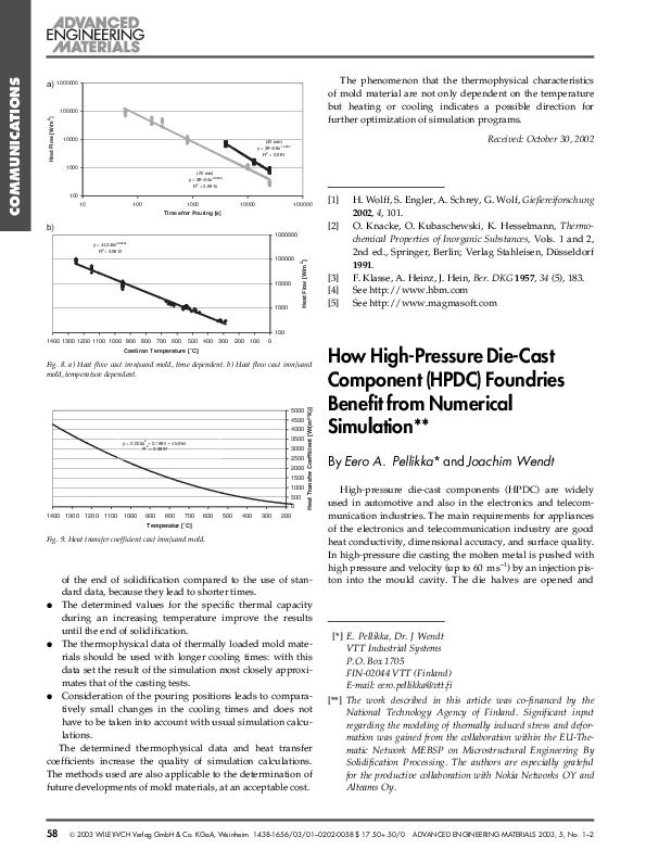 (PDF) How High-Pressure Die-Cast Component (HPDC) Foundries Benefit from Numerical Simulation