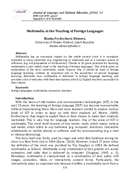 (PDF) Multimedia in the Teaching of Foreign Languages