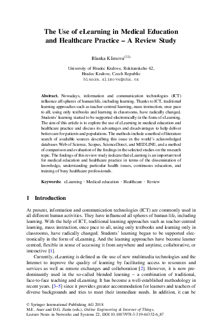 (PDF) The Use of eLearning in Medical Education and Healthcare Practice ...