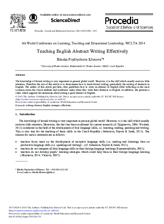 (PDF) Teaching English Abstract Writing Effectively