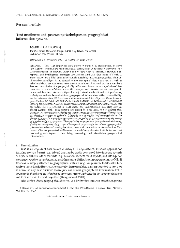 (PDF) Text attributes and processing techniques in geographical ...
