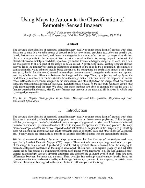(PDF) Using maps to automate the classification of remotely sensed imagery