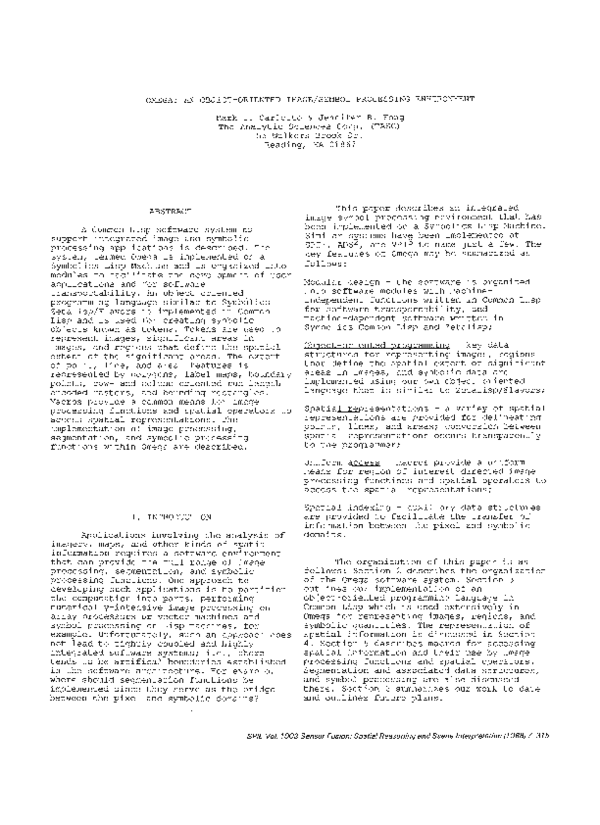 (PDF) Omega: An Object-Oriented Image/Symbol Processing Environment