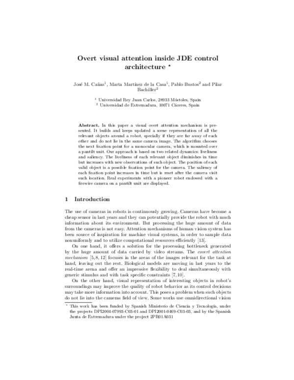 (PDF) Overt visual attention inside JDE control arquitecture