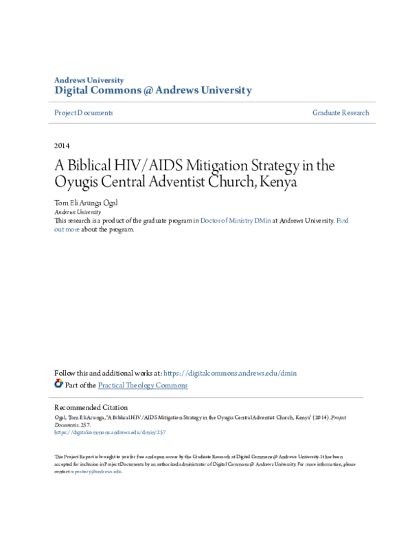 (PDF) A Biblical HIV/AIDS Mitigation Strategy in the Oyugis Central ...