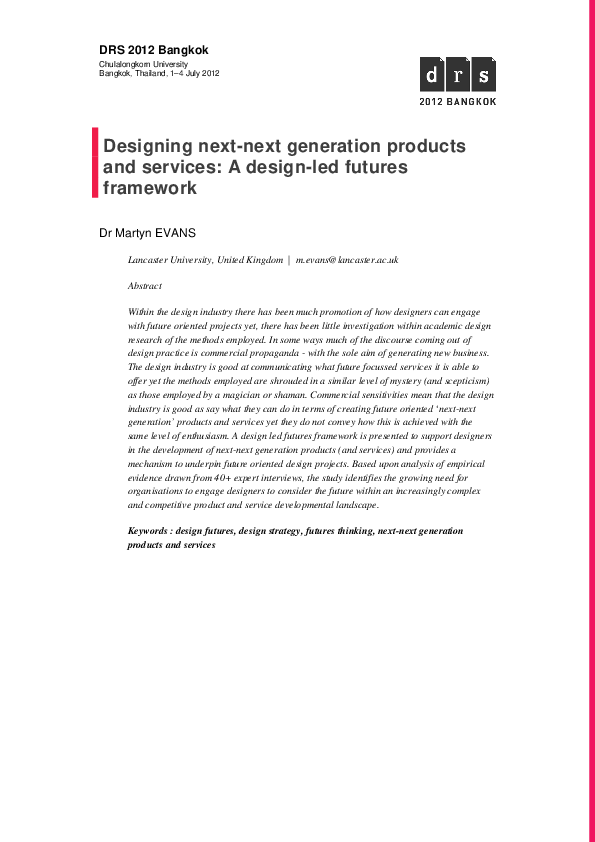 (PDF) Designing next-next generation products and services: a design ...