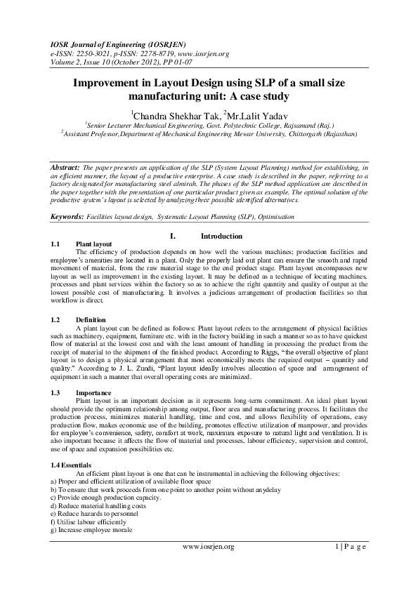 (PDF) Improvement in Layout Design using SLP of a small size ...