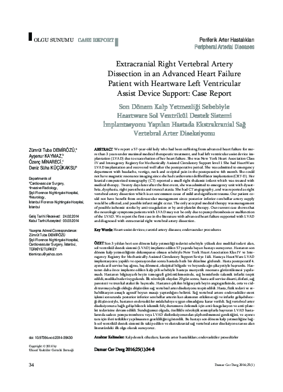 (PDF) Extracranial Right Vertebral Artery Dissection in an Advanced ...