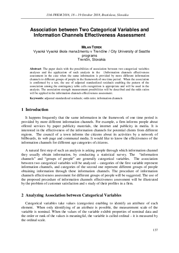 (PDF) Association between Two Categorical Variables and Information ...