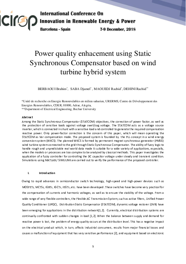 (PDF) Power quality enhacement using Static Synchronous Compensator ...