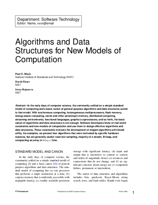 (PDF) Algorithms and Data Structures for New Models of Computation