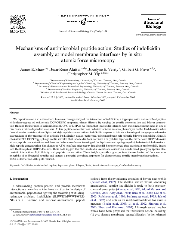 (PDF) Mechanisms of antimicrobial peptide action: Studies of ...