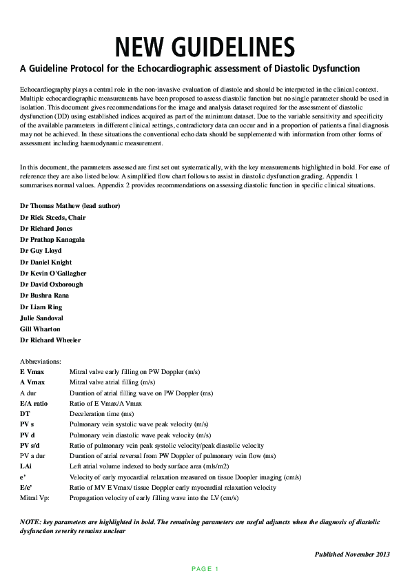 (PDF) A Guideline Protocol for the Echocardiographic assessment of ...