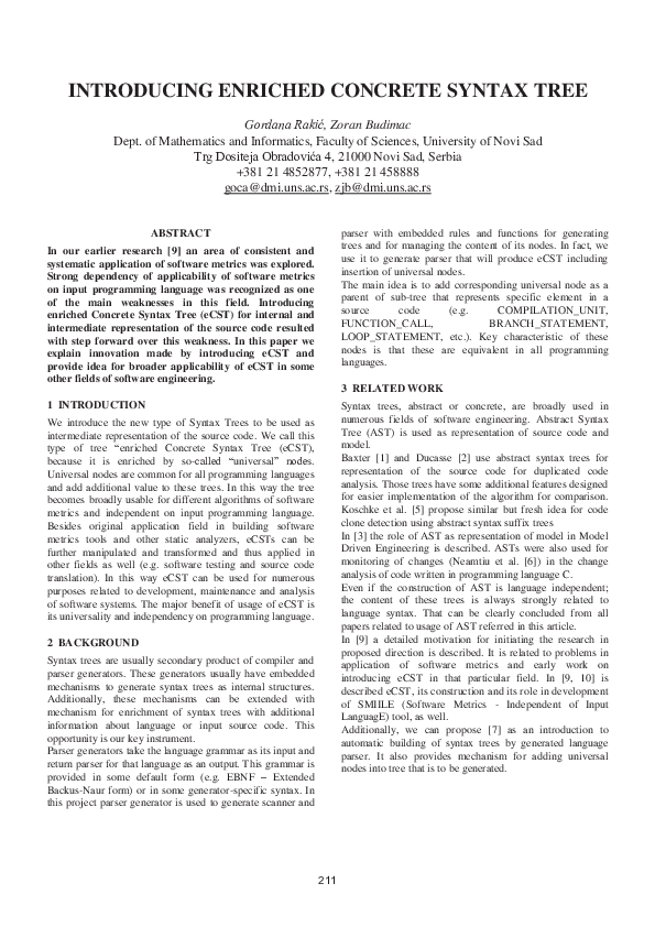(PDF) Introducing Enriched Concrete Syntax Trees