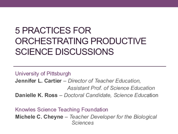 (PDF) 5 Practices for Orchestrating Productive Science Discussions