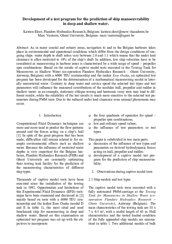 (PDF) Development of a test program for the prediction of ship ...