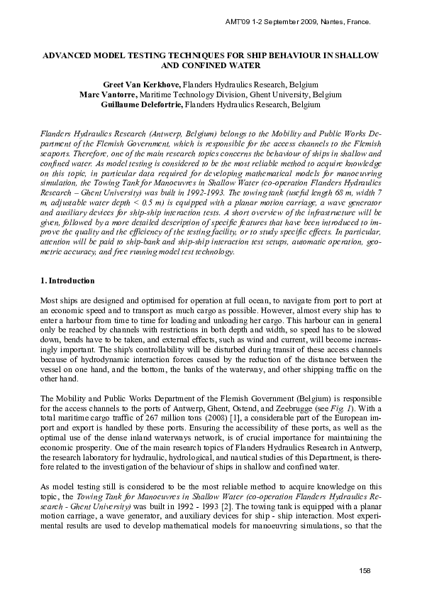 (PDF) Advanced model testing techniques for ship behaviour in shallow ...