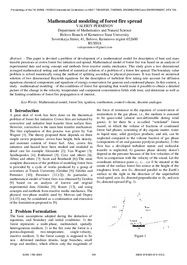 (PDF) Mathematical modeling of forest fire spread