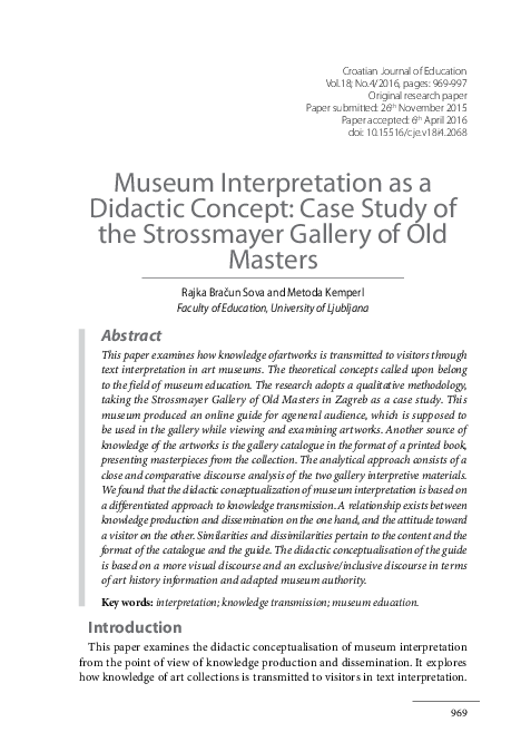 (PDF) Museum Interpretation as a Didactic Concept : Case Study of the ...