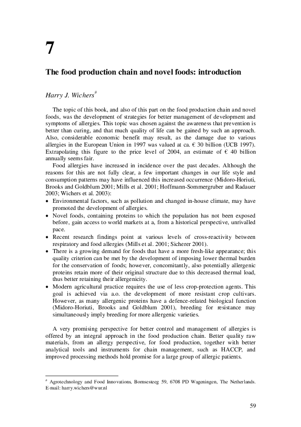 (PDF) The food production chain and novel foods: introduction
